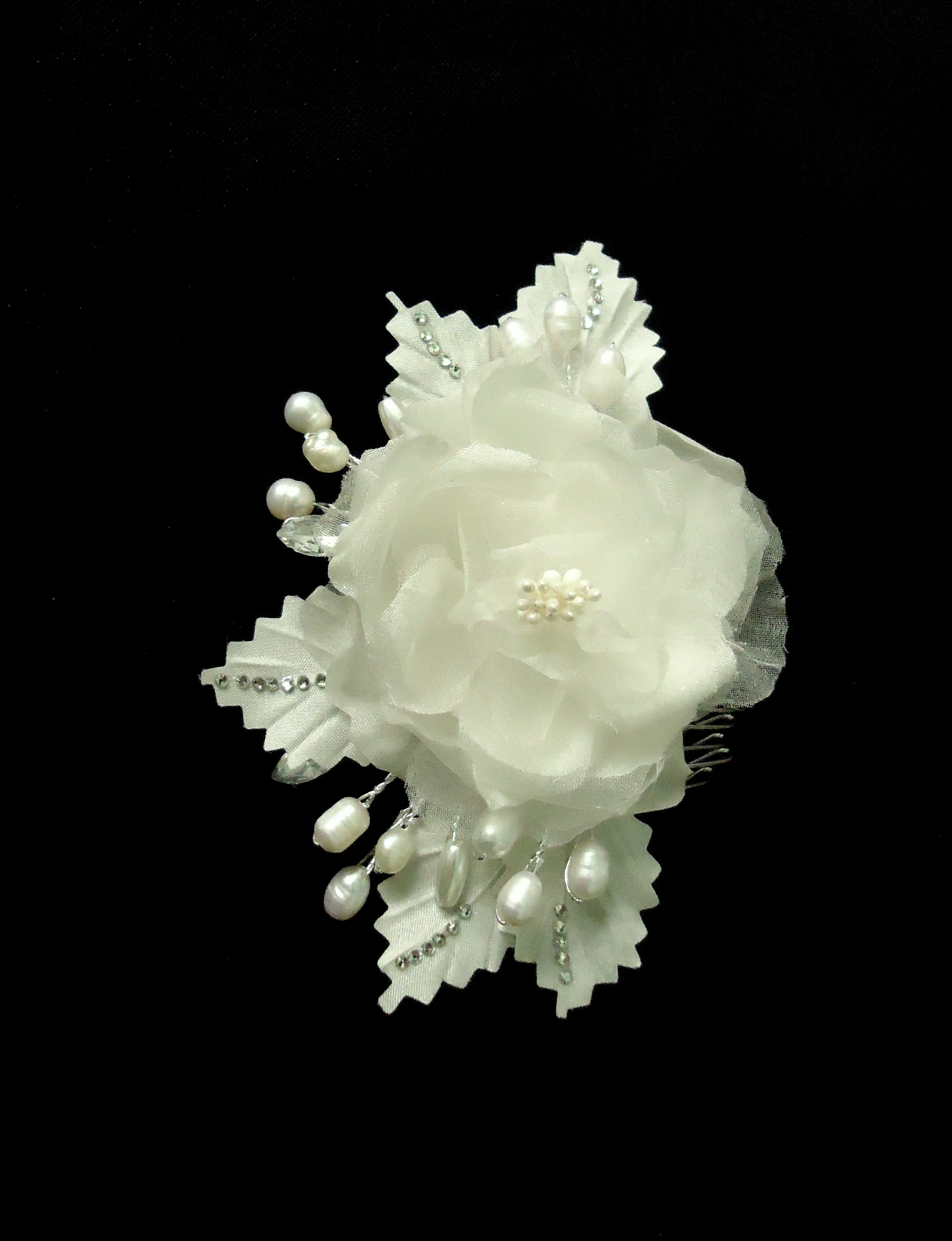 Pure Silk Bridal Comb, Pure Silk Rose, Silk Floral Comb, Wedding Hair ...