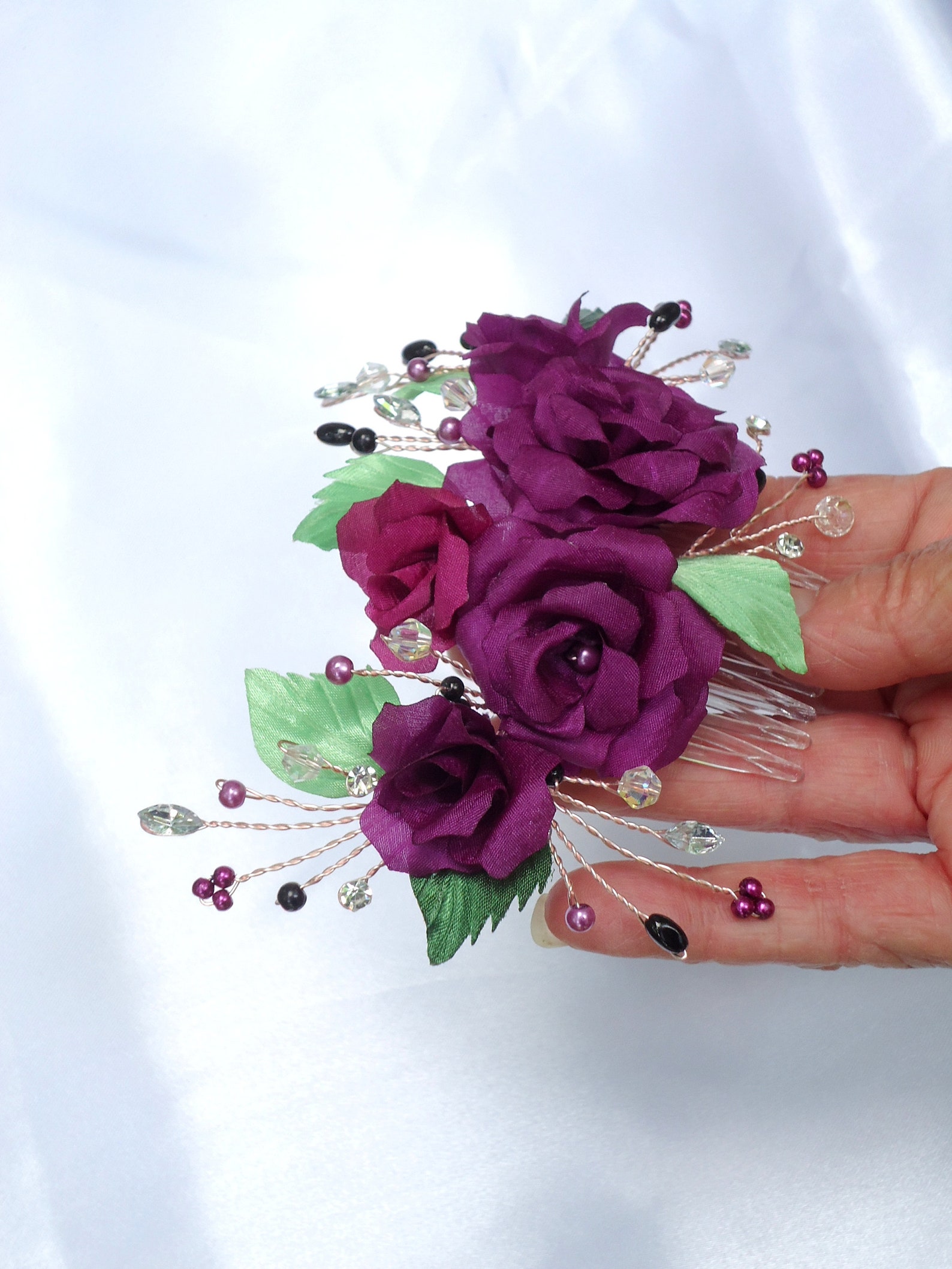 Purple Hair Comb Purple Wedding Purple Headpiece Purple | Etsy