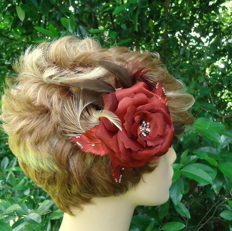 Rust Headpiece Bridal Flower Clip Fall Wedding Brown - Etsy