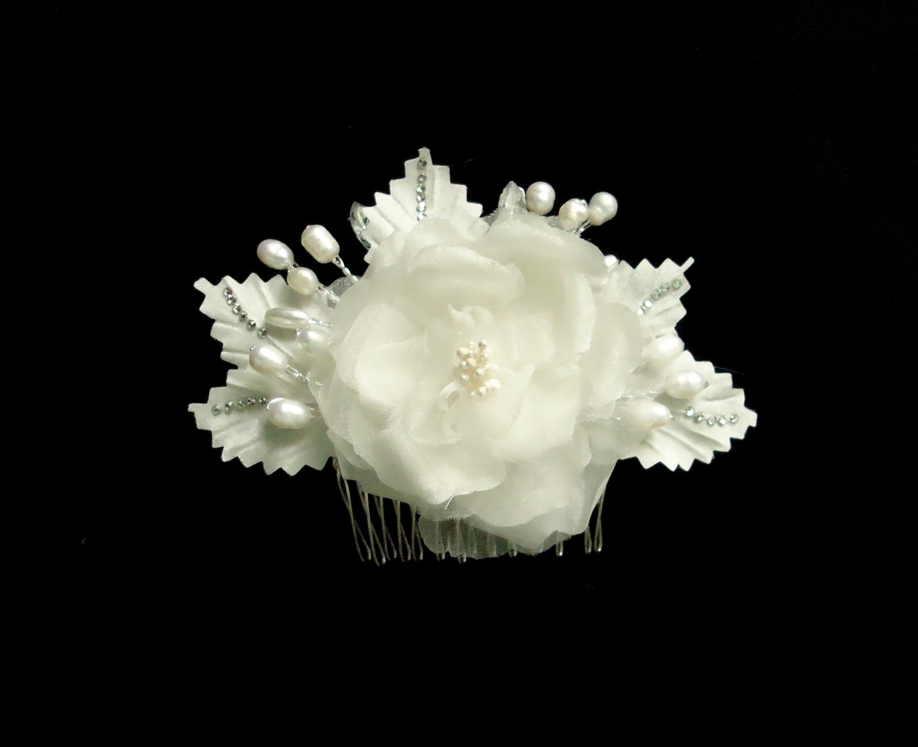 Pure Silk Bridal Comb, Pure Silk Rose, Silk Floral Comb, Wedding Hair ...