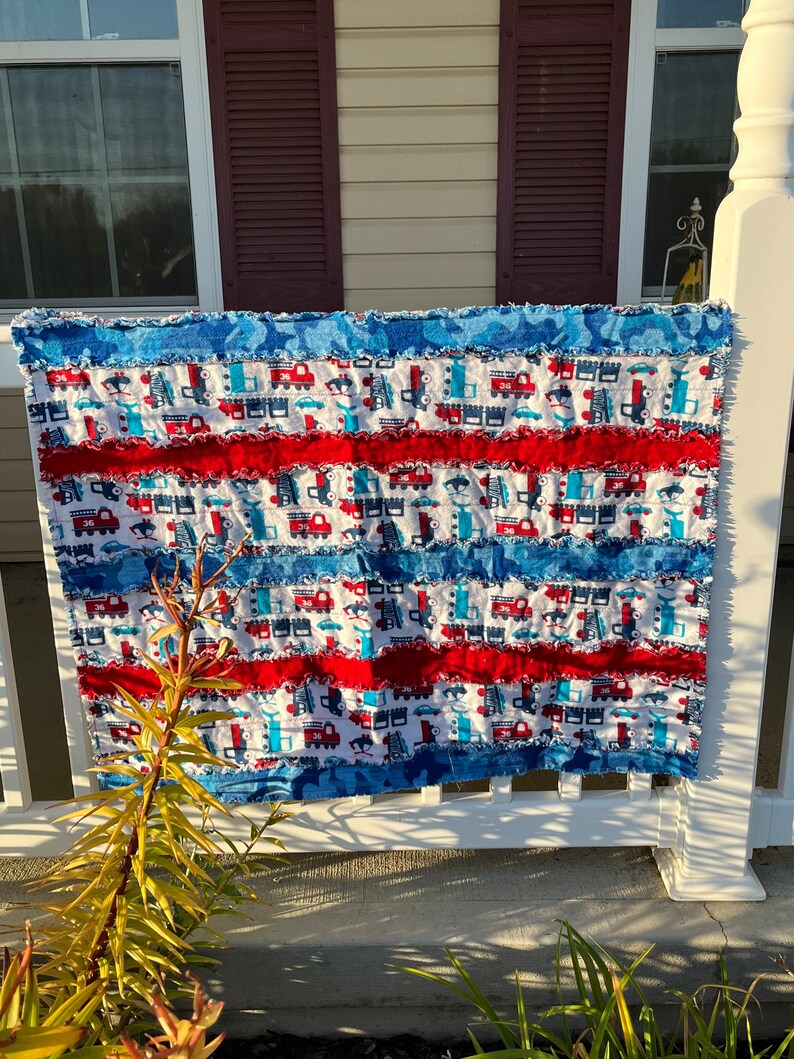 Fire Truck Rag Quilt - Etsy