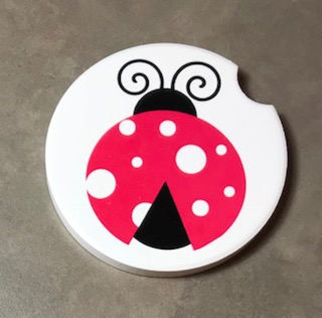 Lady Bug Car Coaster Car Cup Holder Coaster Red Black and White Coaster ...