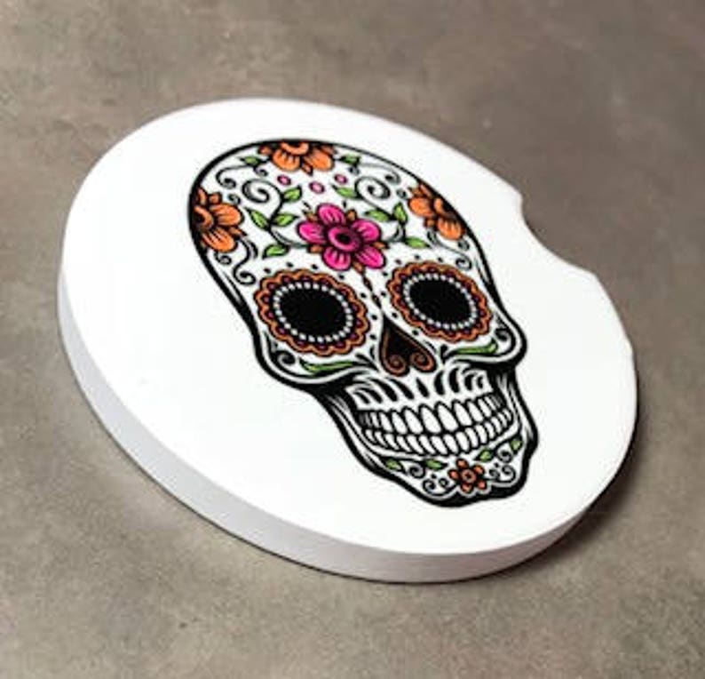 Sugar Skull Coaster Car Coaster Decorative Coaster Car Decor for Women ...