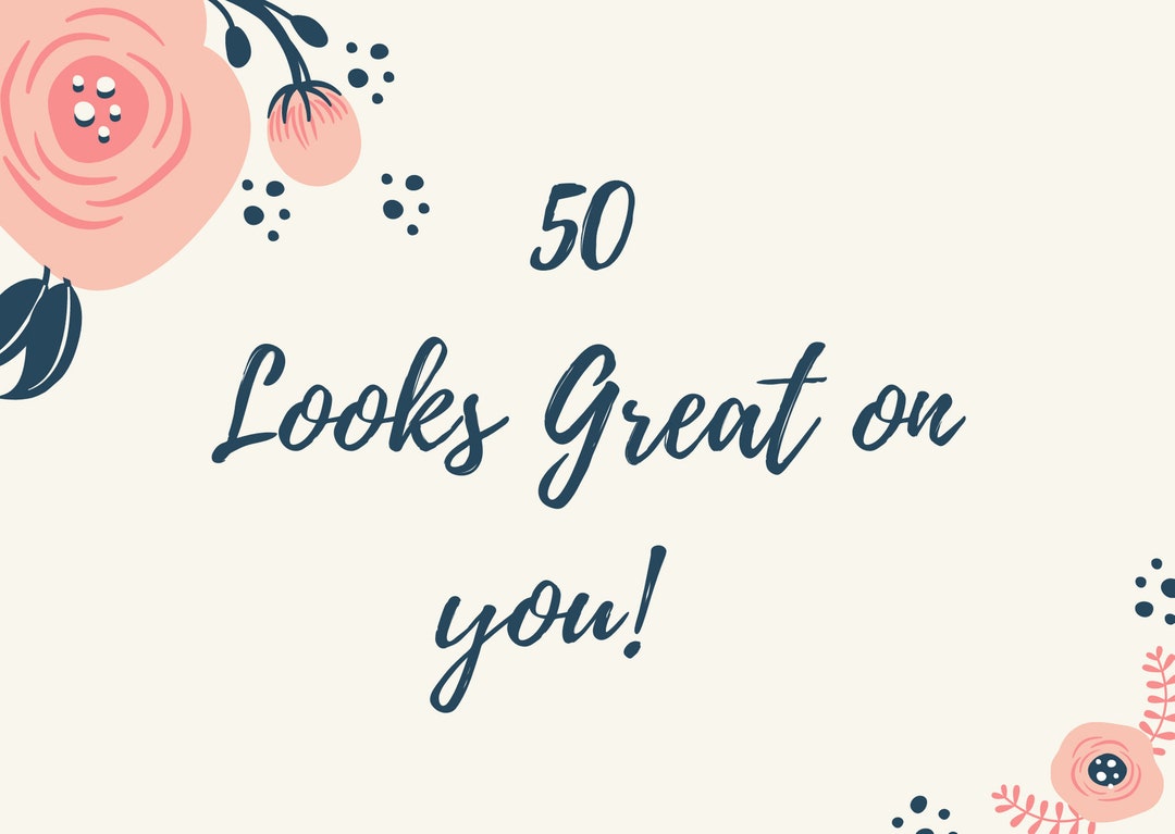Printable Happy Birthday Coral Flowers 50 Years Old Card for Her ...