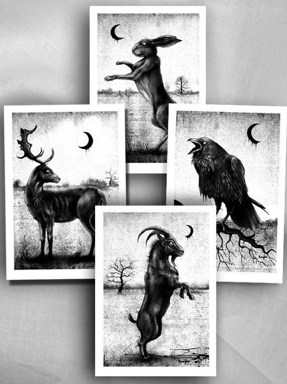 Witch Postcards Set X 4 Black Witch Gothic Art Witch - Etsy