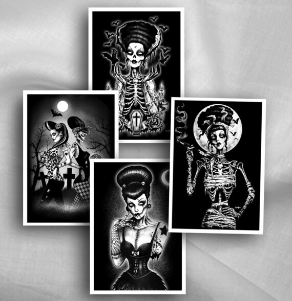 Gothic Artzombie Art Gothabilly Rockabilly Zombie Girls - Etsy