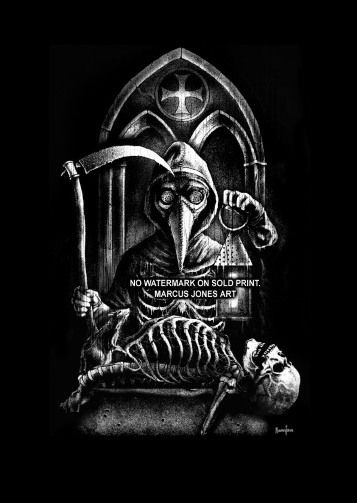 Gothic Art Plague Doctorskull Skeleton Black and - Etsy