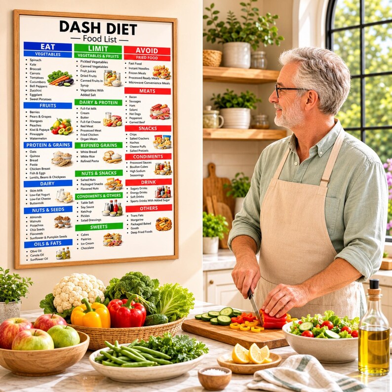 DASH Diet Food List Printable | Eat Limit Avoid Chart (instant Download ...