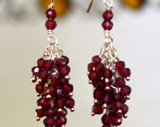 Garnet Cluster Dangles - Etsy