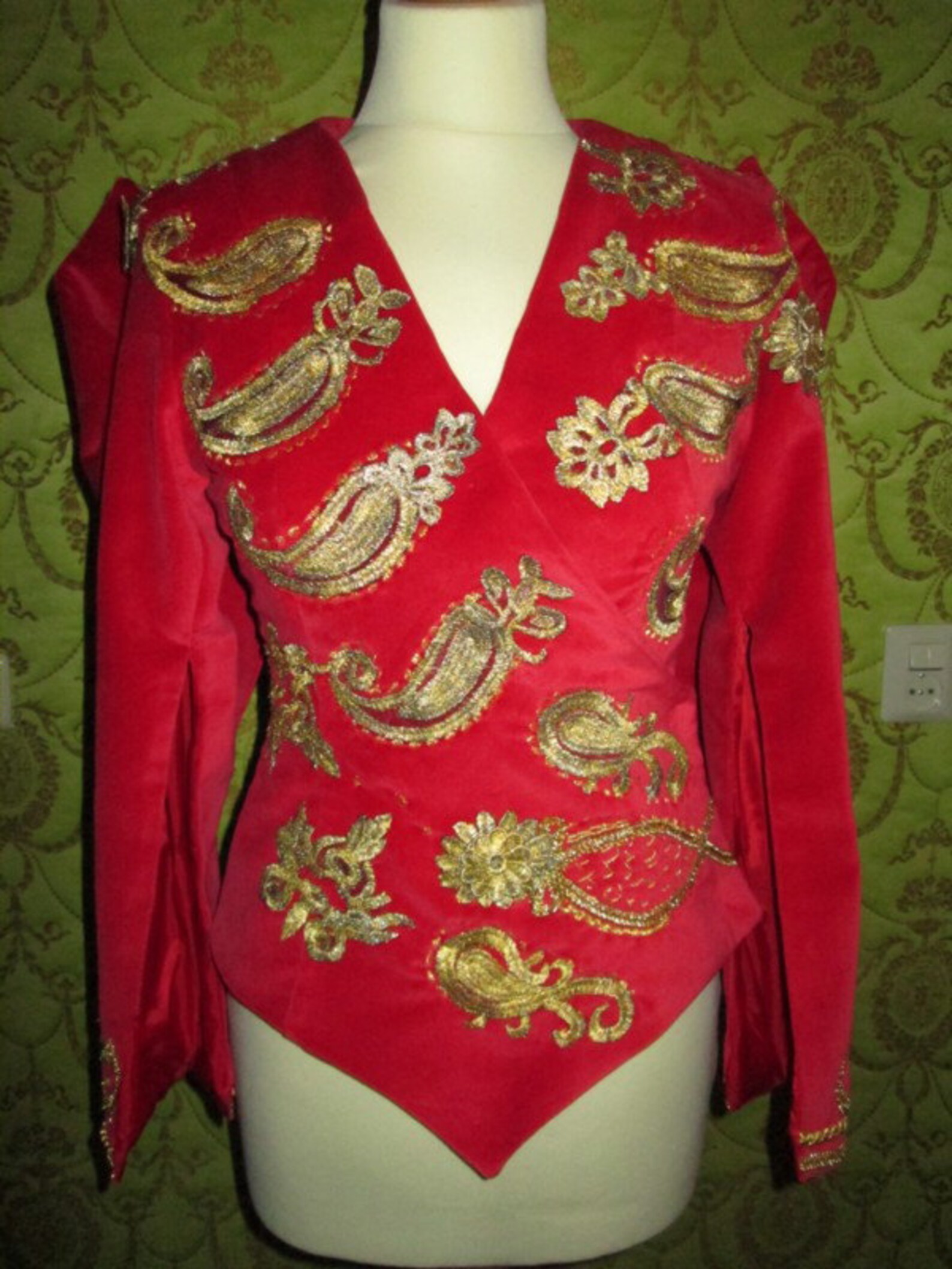 CUSTOM MADE Designer Inspired Burlesque Crimson Red Velvet Open Sleeves ...
