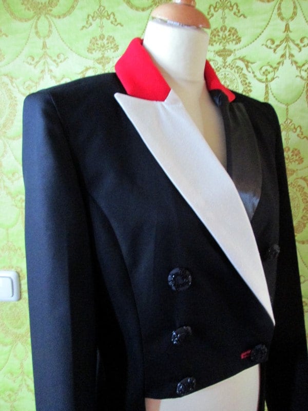 CUSTOM Amazing Tailcoat With Contrastig Lapels in Black Red - Etsy