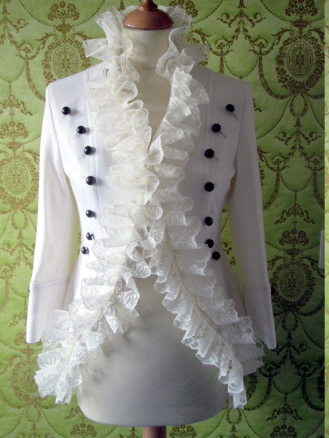 Alexander Mcqueen Inspired Lace Ruffle Trim Tailcoat - Military Style ...