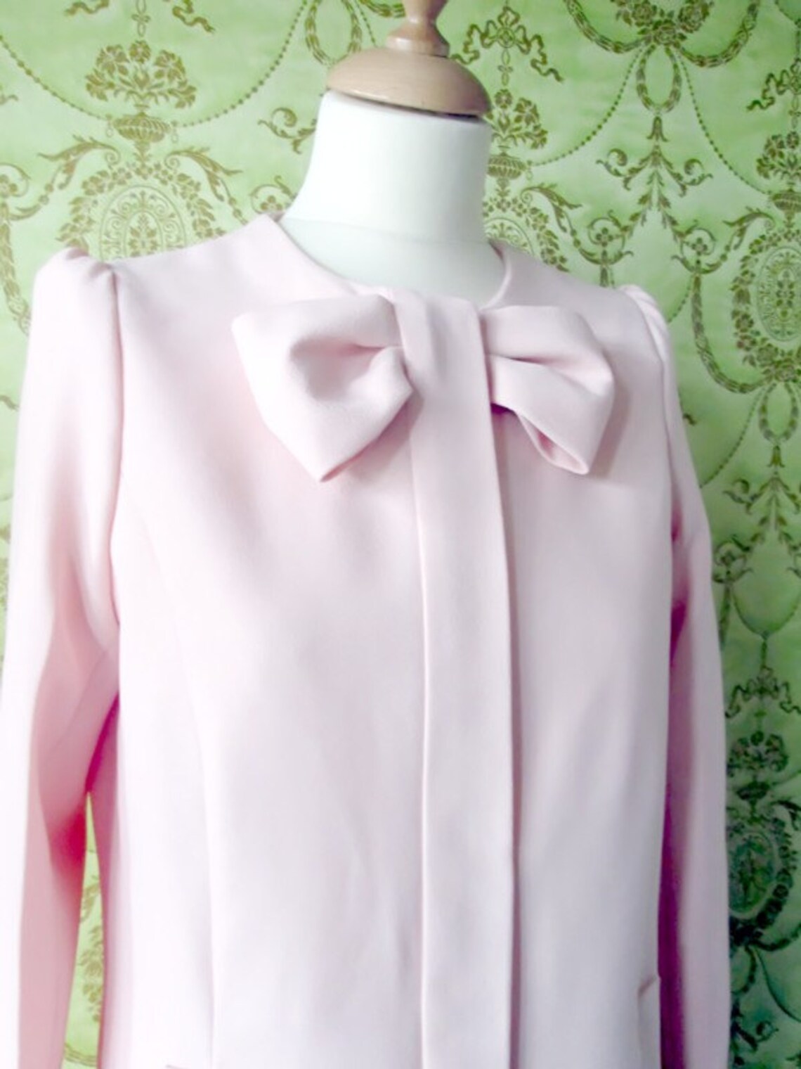 CUSTOM MADE RED Valentino Inspired Bow-neck Concealed Closure Pale Rose ...