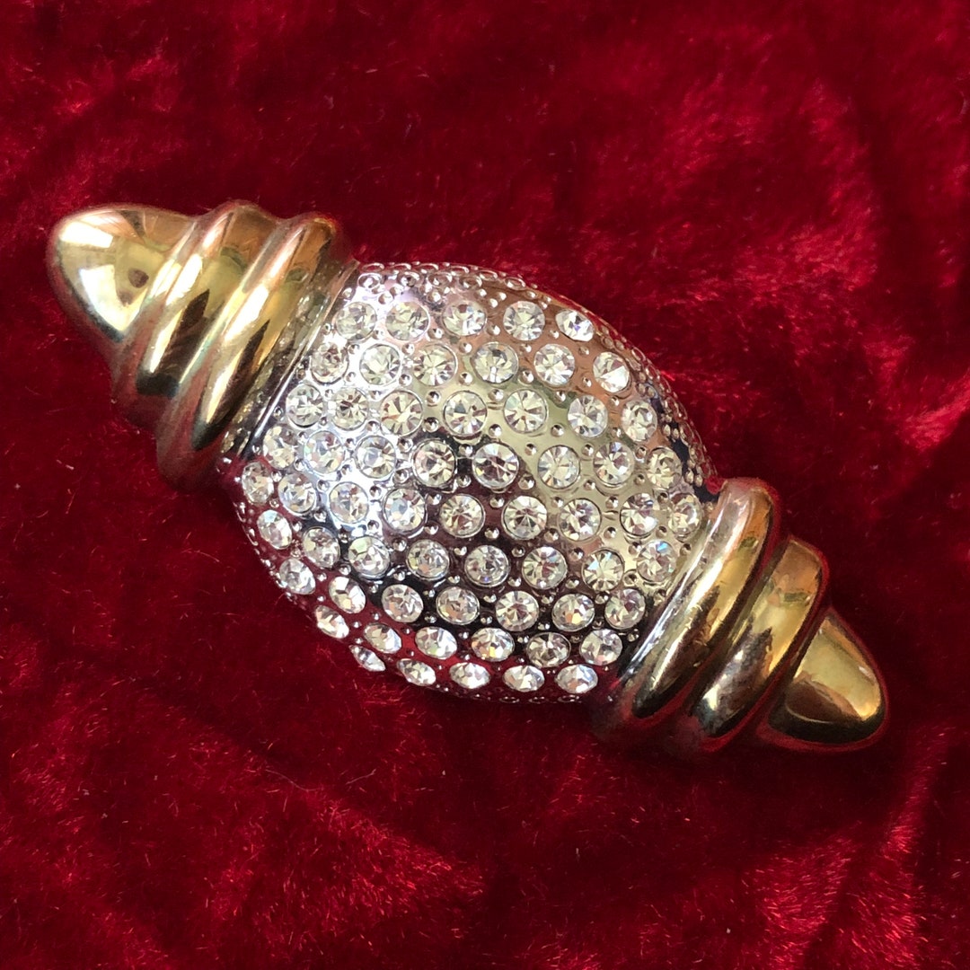 12k Gold Plate Pave Crystal Brooch by PCI - Glitter Rhinestone Pin - Etsy
