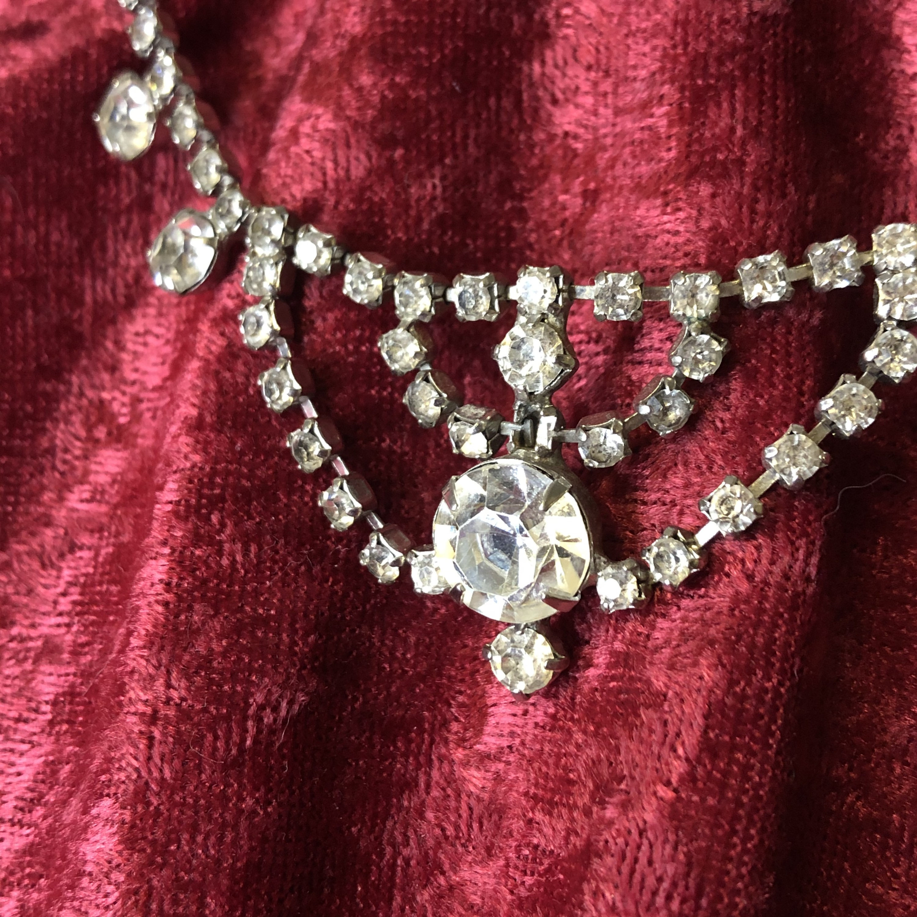 Vintage Rhinestone Princess Length Necklace 16 Crystal | Etsy