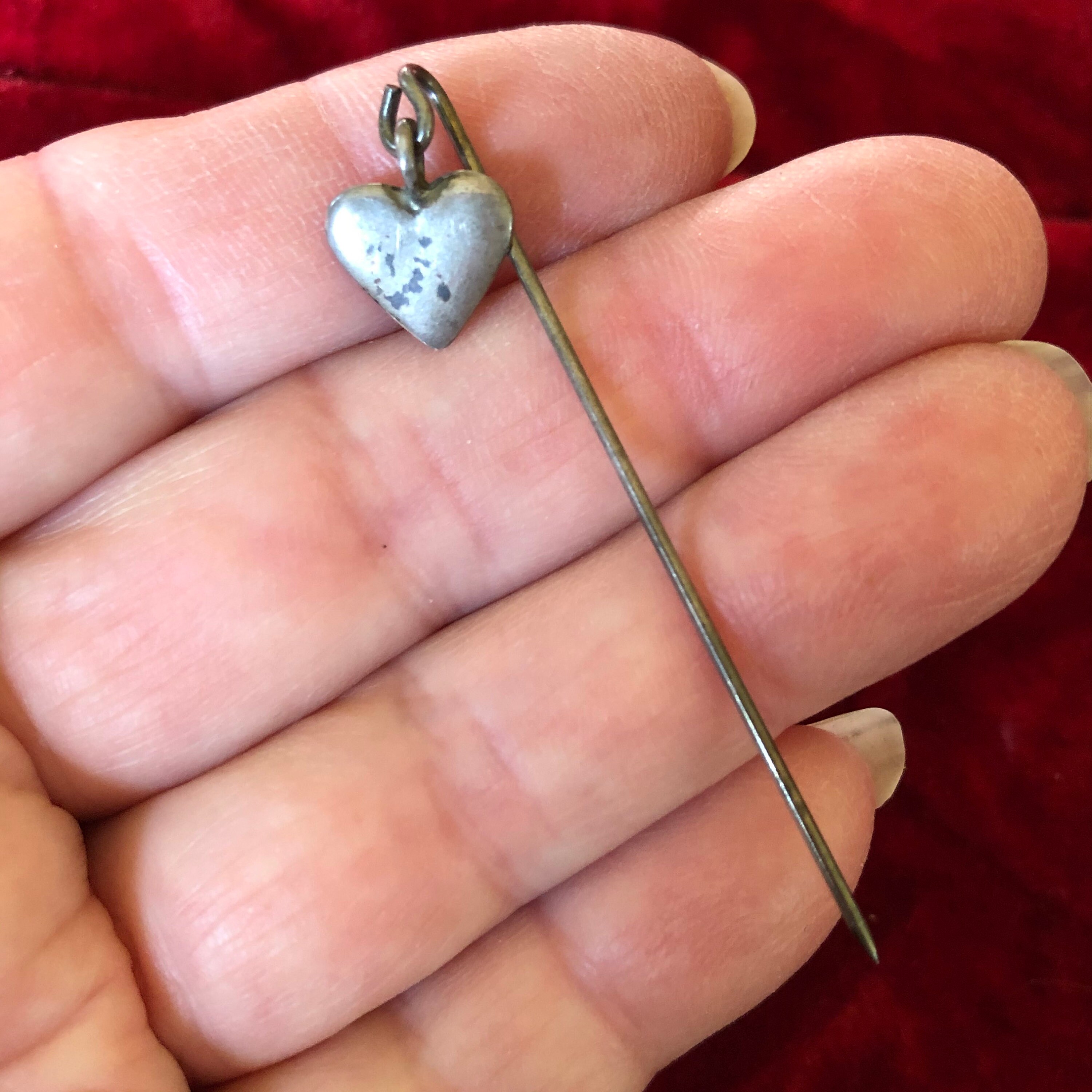 1940s Dainty Silver Heart Stick Pin Love Lapel Pin 2 | Etsy