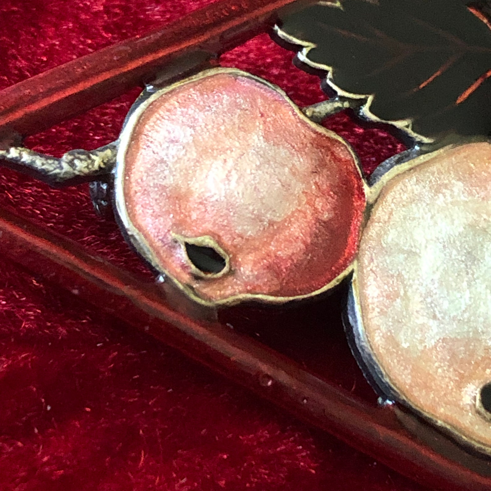 Vintage European Enamel Apple Brooch With Trombone Clasp - French ...