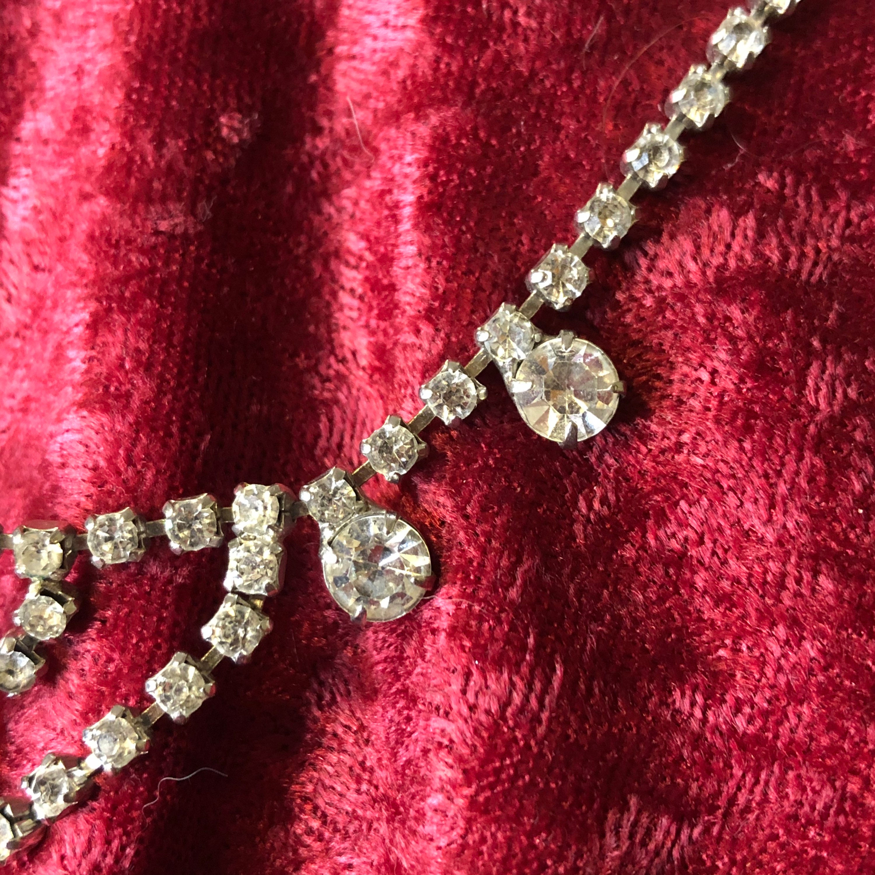 Vintage Rhinestone Princess Length Necklace 16 Crystal | Etsy