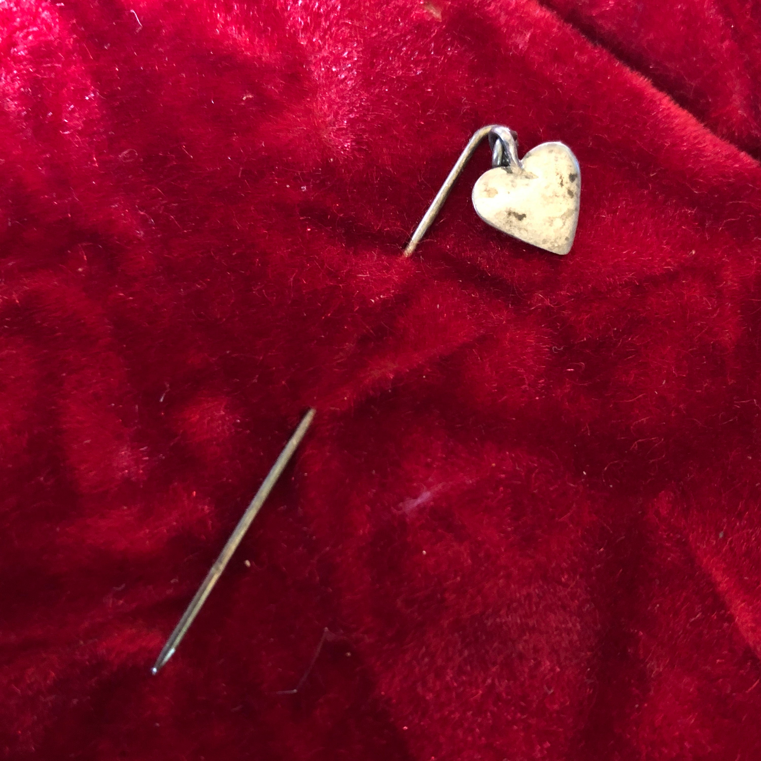 1940s Dainty Silver Heart Stick Pin Love Lapel Pin 2 | Etsy