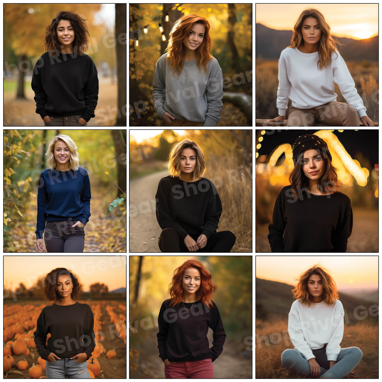 50 Sweatshirt Mockup Bundle Women's Fall Themed, Leaves ,pumpkins,hay ...