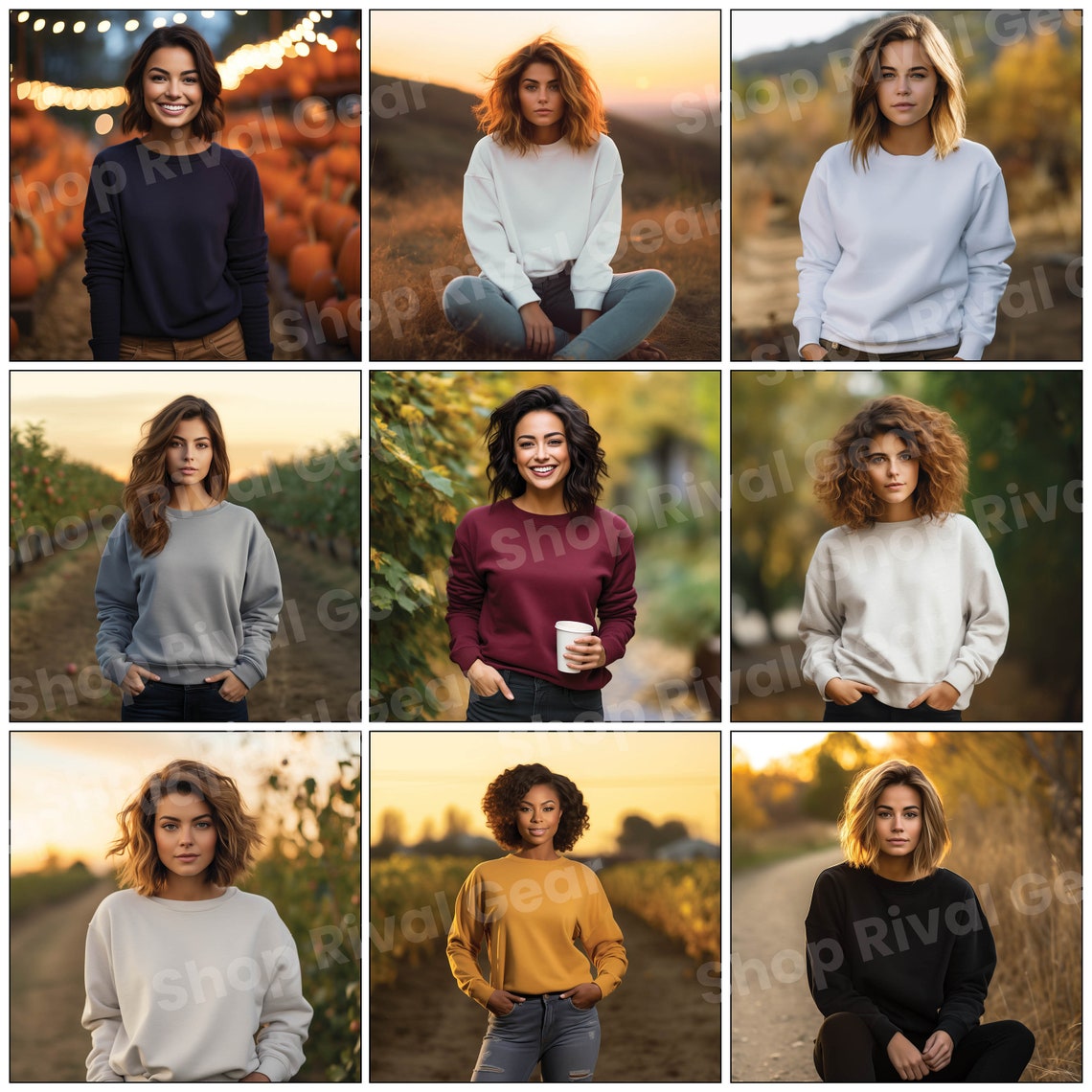 50 Sweatshirt Mockup Bundle Women's Fall Themed, Leaves ,pumpkins,hay ...
