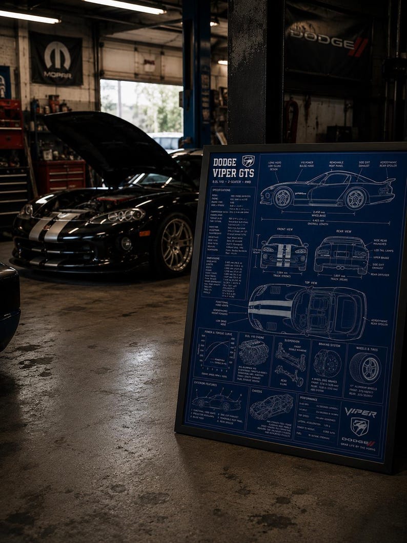 Dodge Viper GTS Blueprint Poster - Etsy