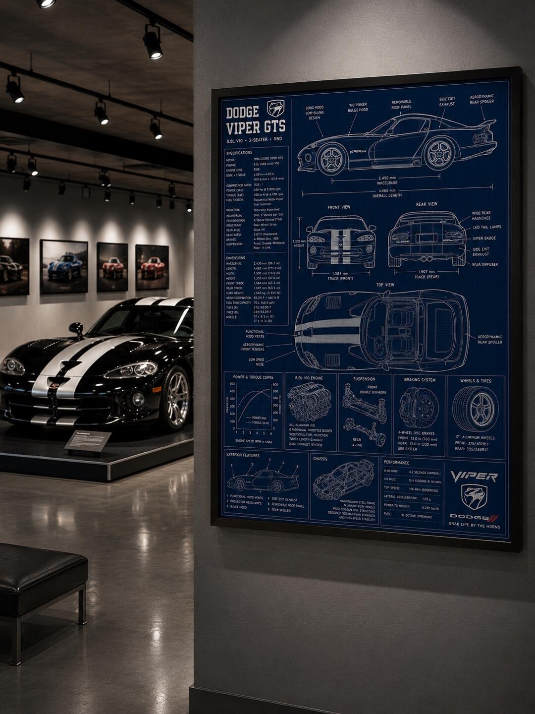 Dodge Viper GTS Blueprint Poster - Etsy