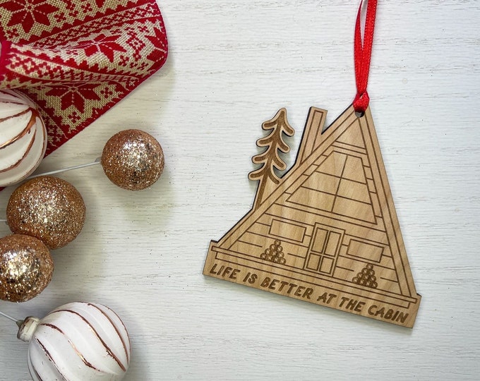 Cabin A-frame Engraved Ornament | Cabin Time | Mountains Holiday ...