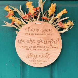 Thank You Delivery Sign | Essential Workers Sign | Engraved Wood Sign ...