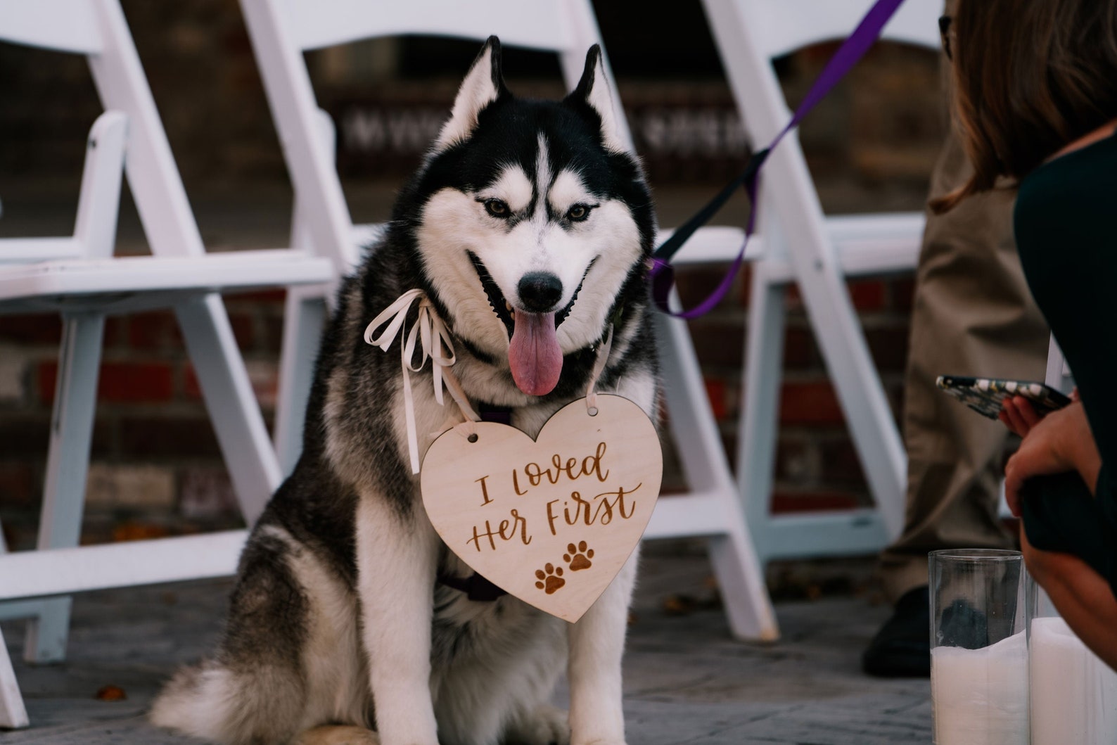 Pet Wedding Sign | I Loved Her First Dog Sign | Dog Engagement Photo ...