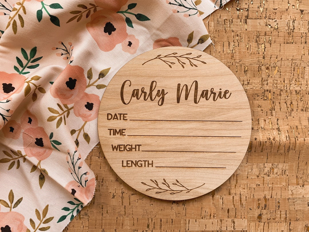 New Baby Name Sign Newborn Photo Birth Stats Announcement Sign Newborn ...