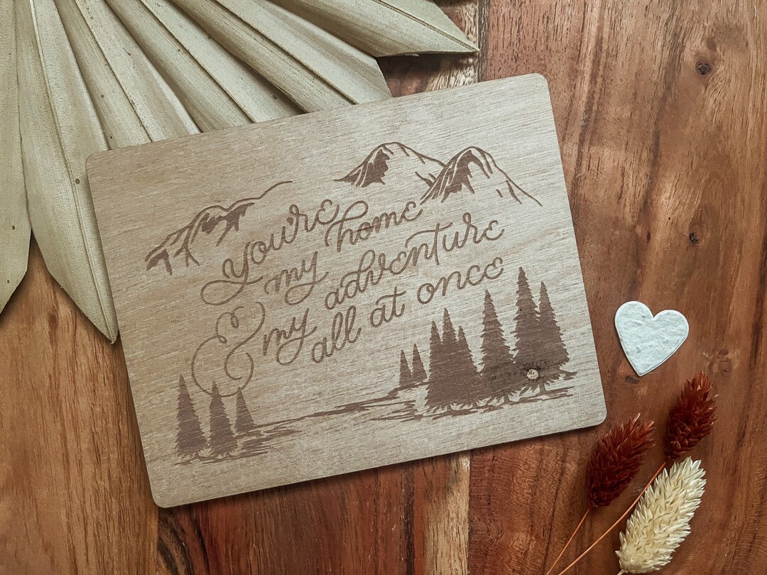 Adventure Couple Engraved Wood Card | Valentine Adventure Card ...