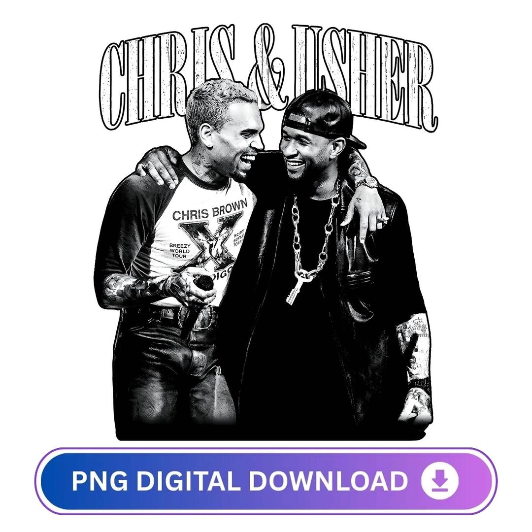 Chris and Usher Concert Tour 2026 PNG, Vintage Hip Hop Design, 90s ...
