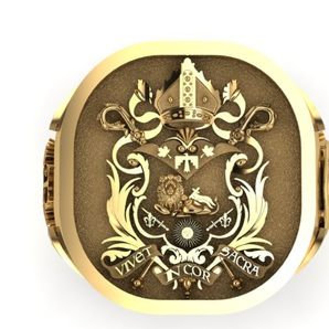 Anillo de escudo del obispo anillos de sello anillo de - Etsy España