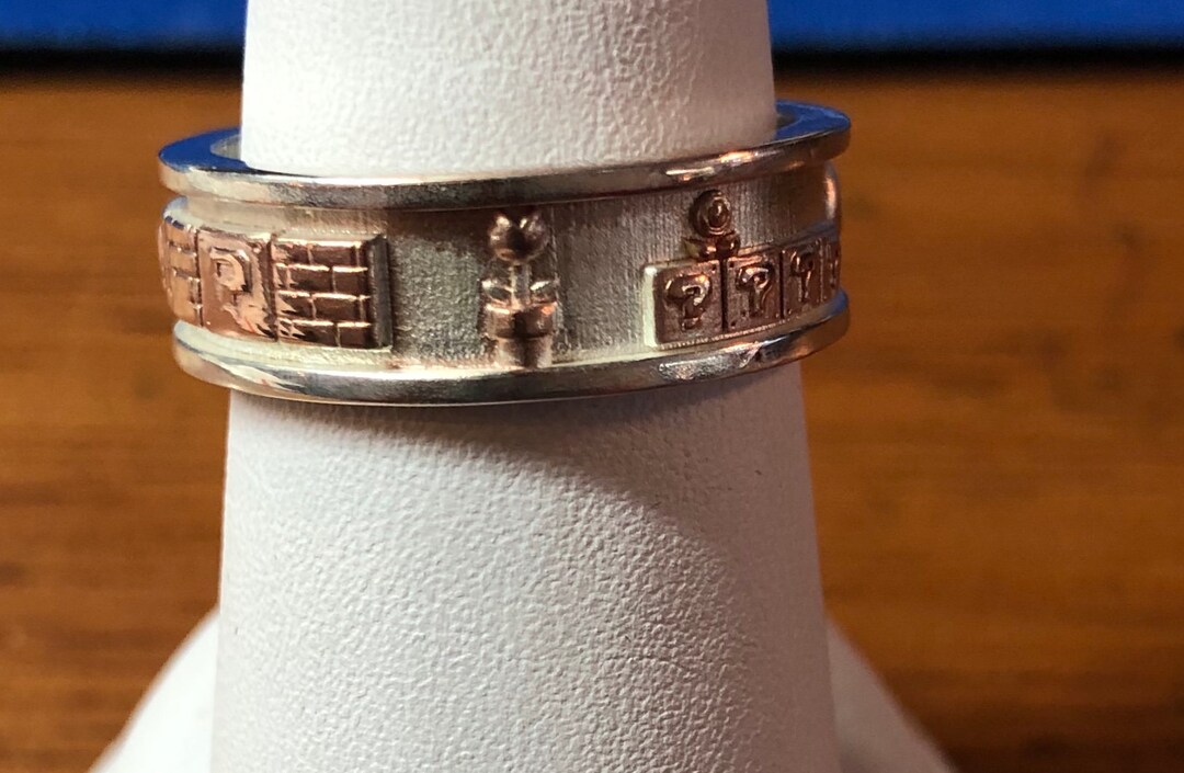 Super Mario Ring, Mario Bros Ring, Two Tone Mario Game Wedding Band ...