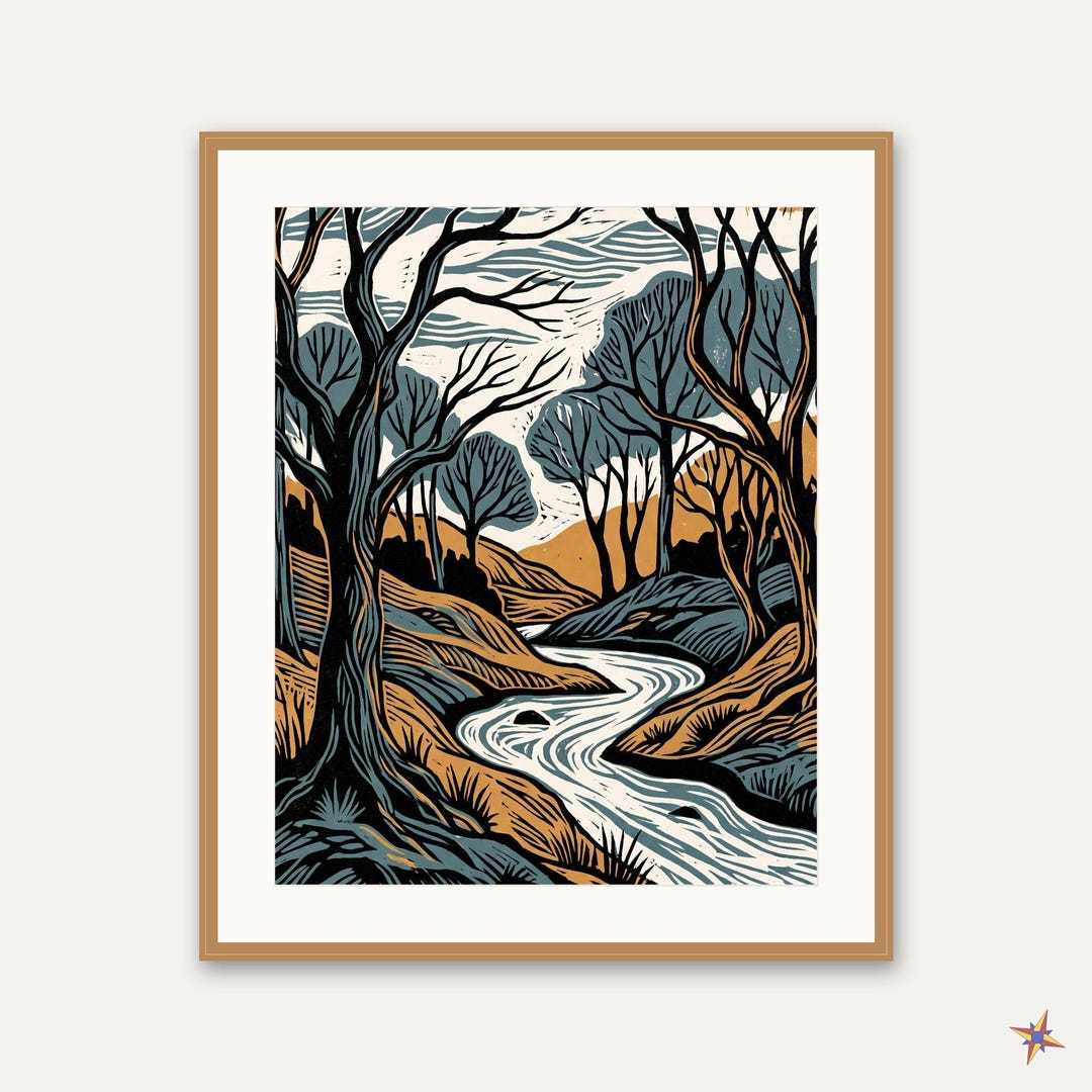 Linocut Print, Venice Lagoon Landscape, St Marks Wall Art (digital ...