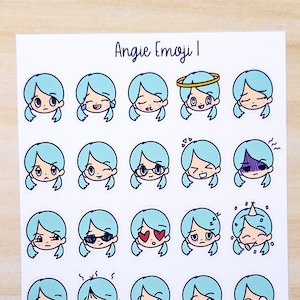Angie Emoji Mood Emoti Planner Sticker Sheet Bujo Cute Kawaii Chibi ...