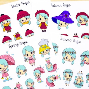 Seasonal Angie Planner Sticker Sheet Winter Spring Summer Fall Autumn ...