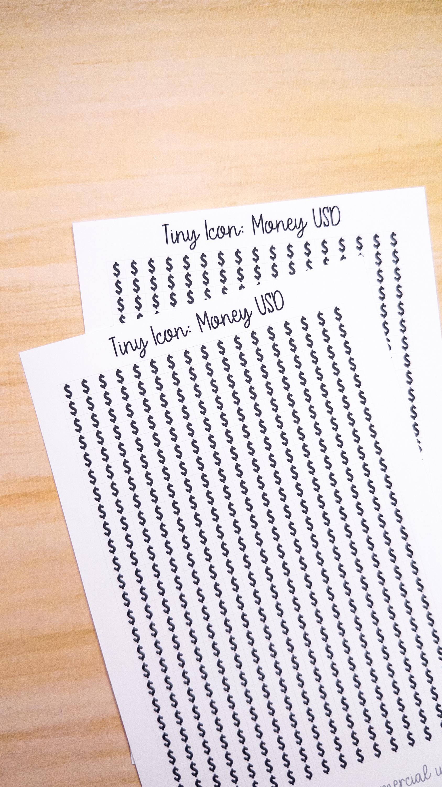 Tiny Icon: Money USD Doodle Functional Sticker Sheet 5 Mm Square Payday ...