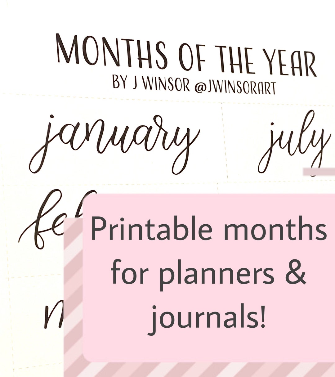 Months of the Year Headers Bouncy Calligraphy Printable - Etsy