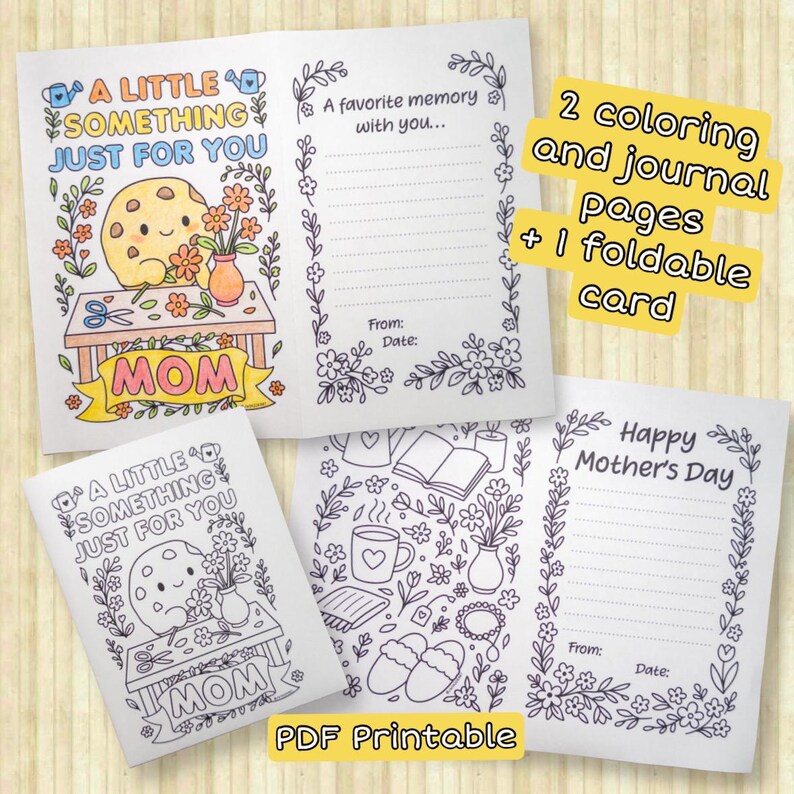 Printable Mother’s Day Card – DIY Coloring Card With Journaling Pages ...