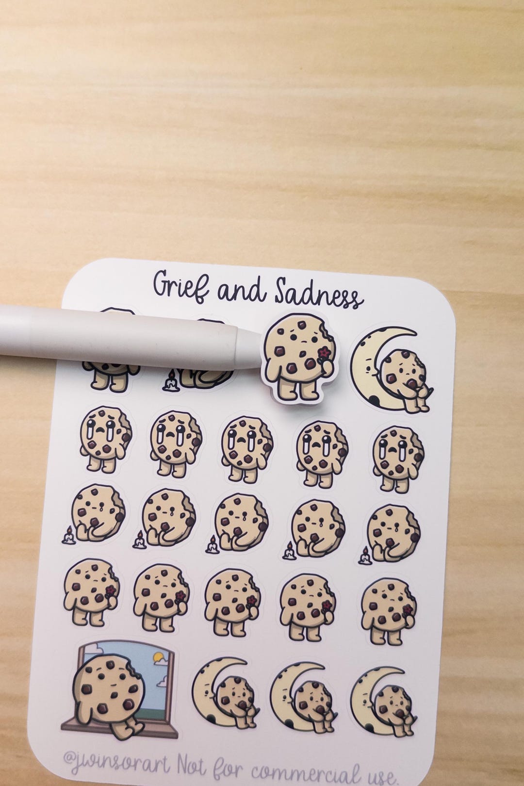 Grief and Sadness Cookie Planner Sticker Sheet Cute Kawaii Art Mourning ...