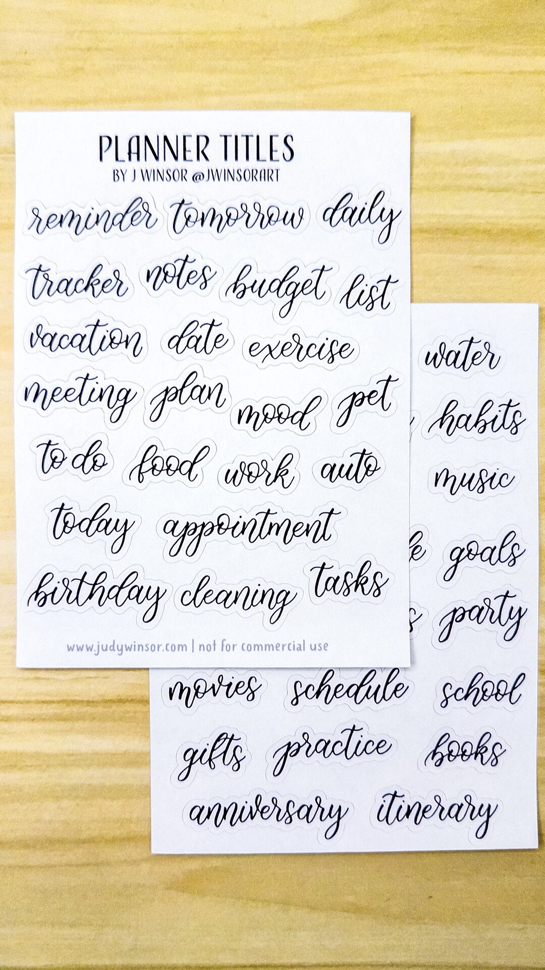Titles and Headers Planner Sticker Sheet Bujo Calligraphy Subjects - Etsy