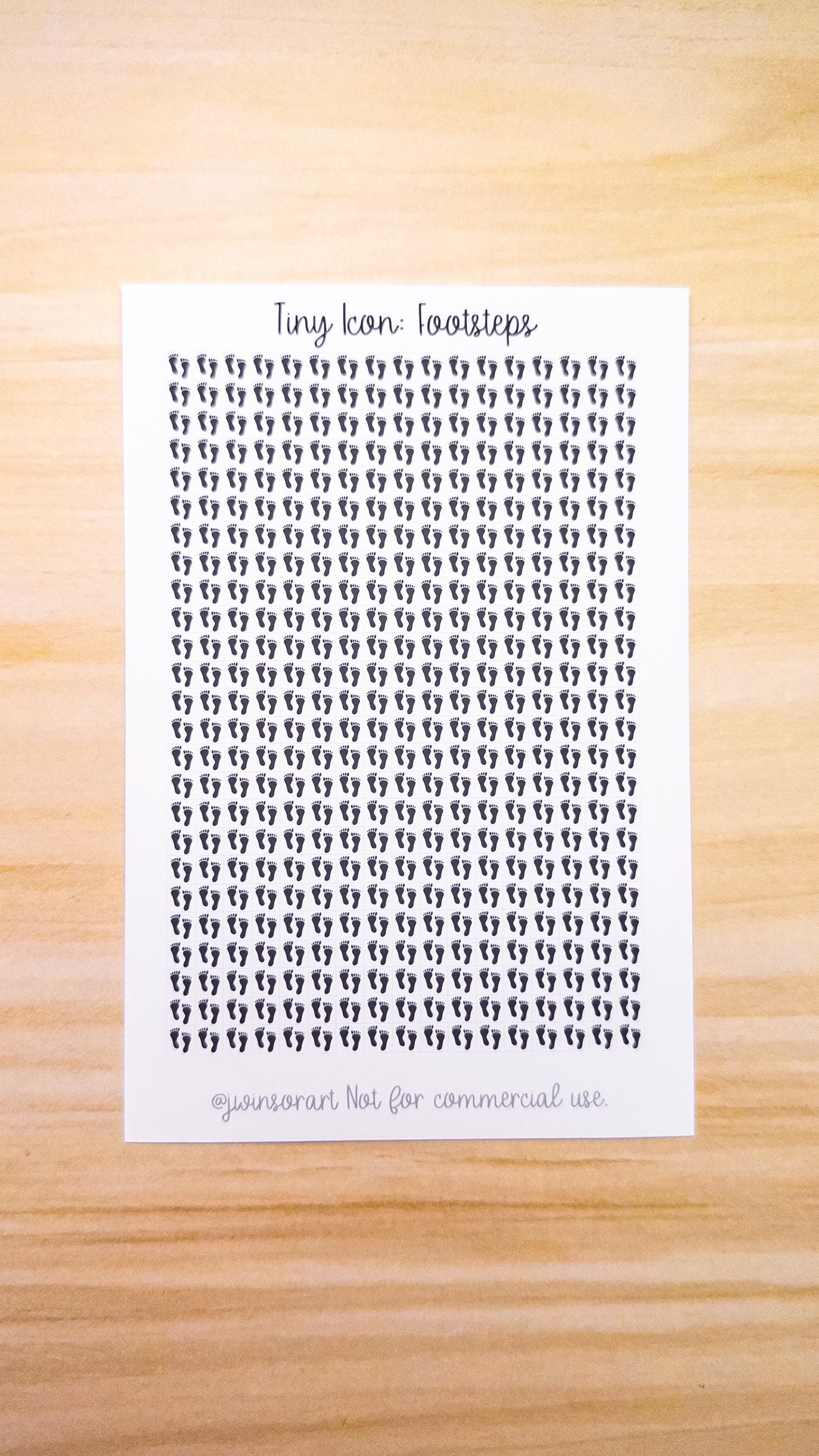 Tiny Icon: Footsteps Doodle Functional Sticker Sheet 5 Mm Square Steps ...