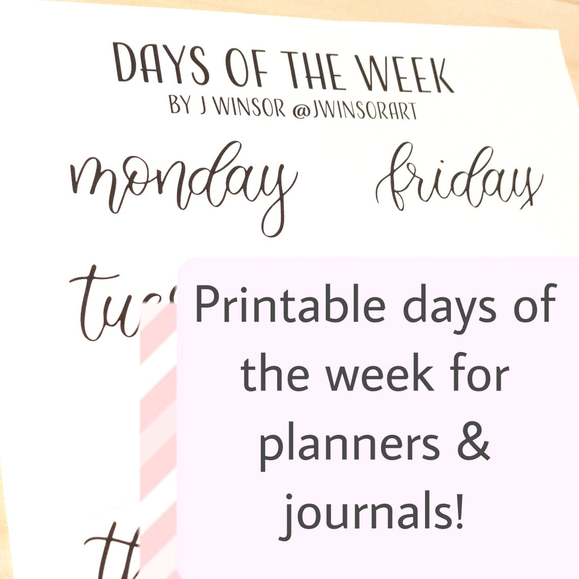 Days of the Week Headers Bouncy Calligraphy Printable Instant Digital ...