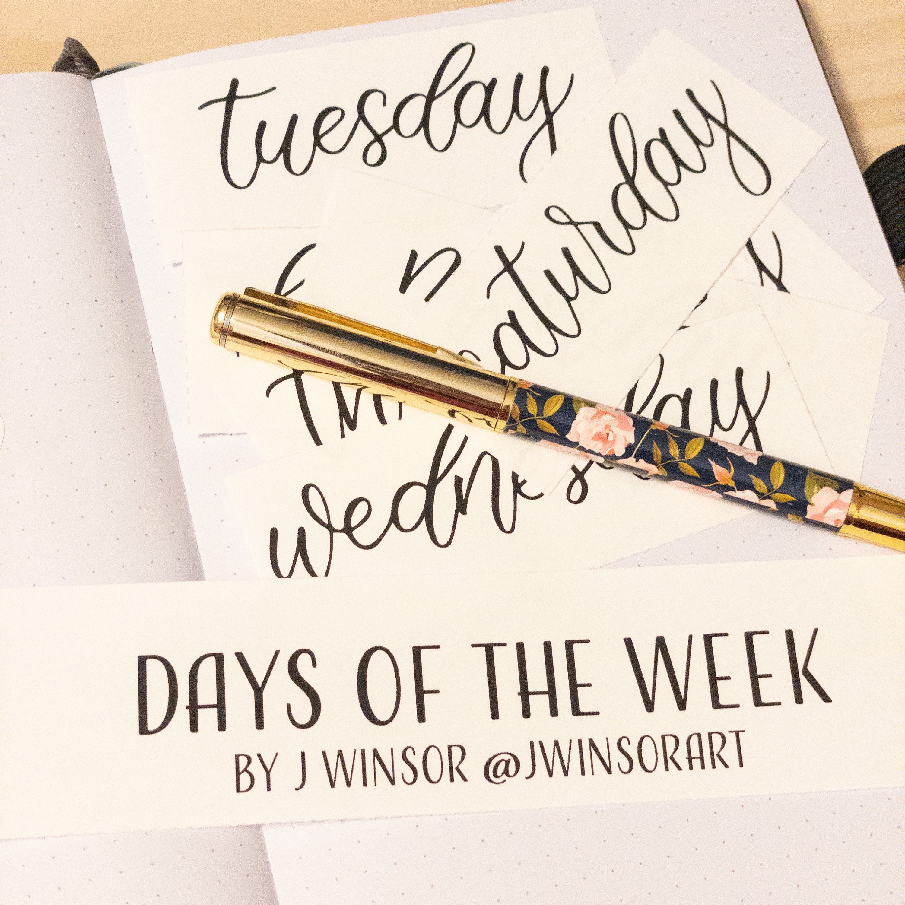 Days of the Week Headers Bouncy Calligraphy Printable Instant Digital ...