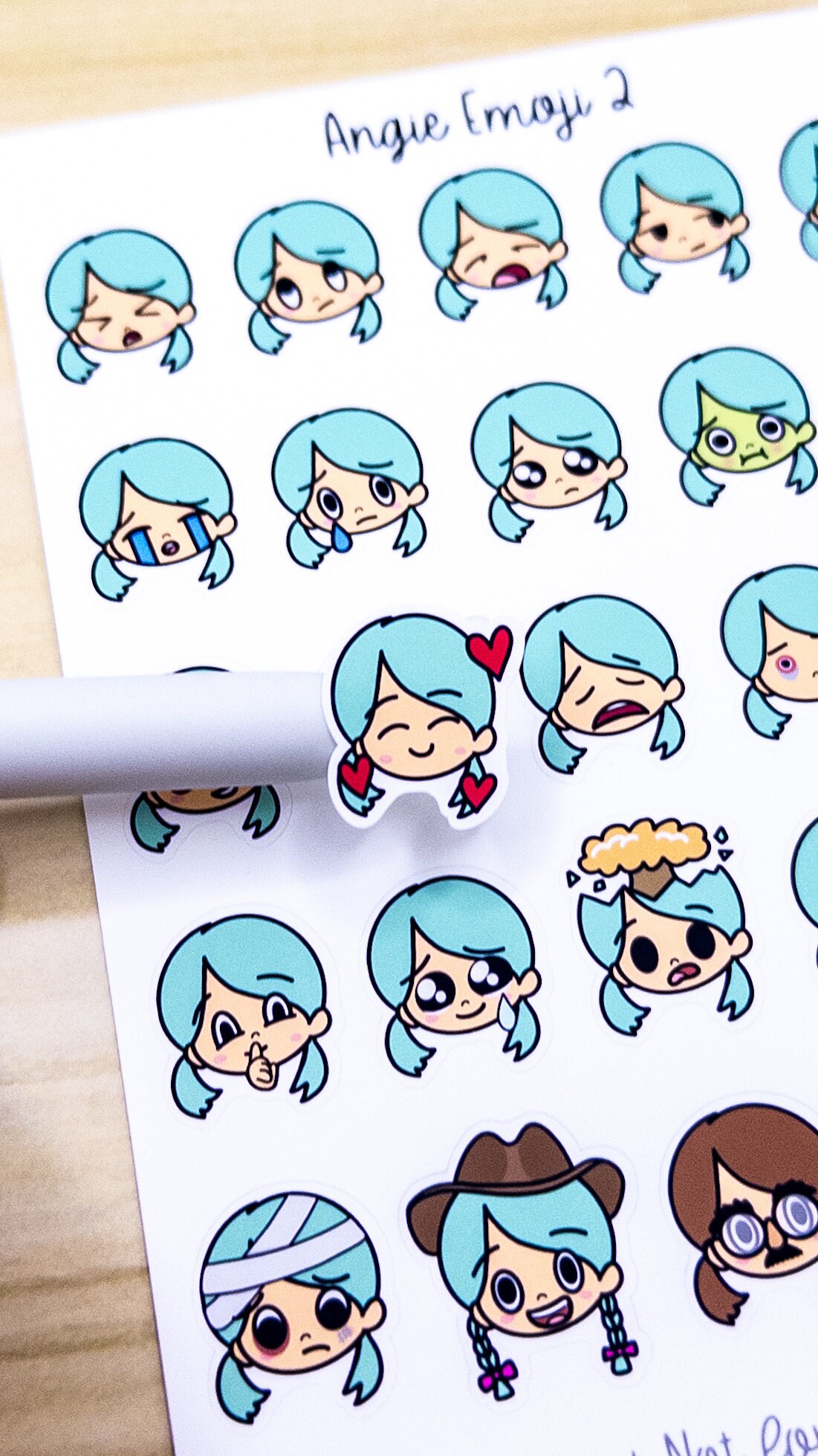 Angie Emoji Mood Emoti Planner Sticker Sheet Bujo Cute Kawaii Chibi ...