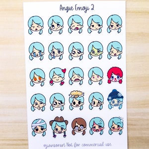 Angie Emoji Mood Emoti Planner Sticker Sheet Bujo Cute Kawaii Chibi ...