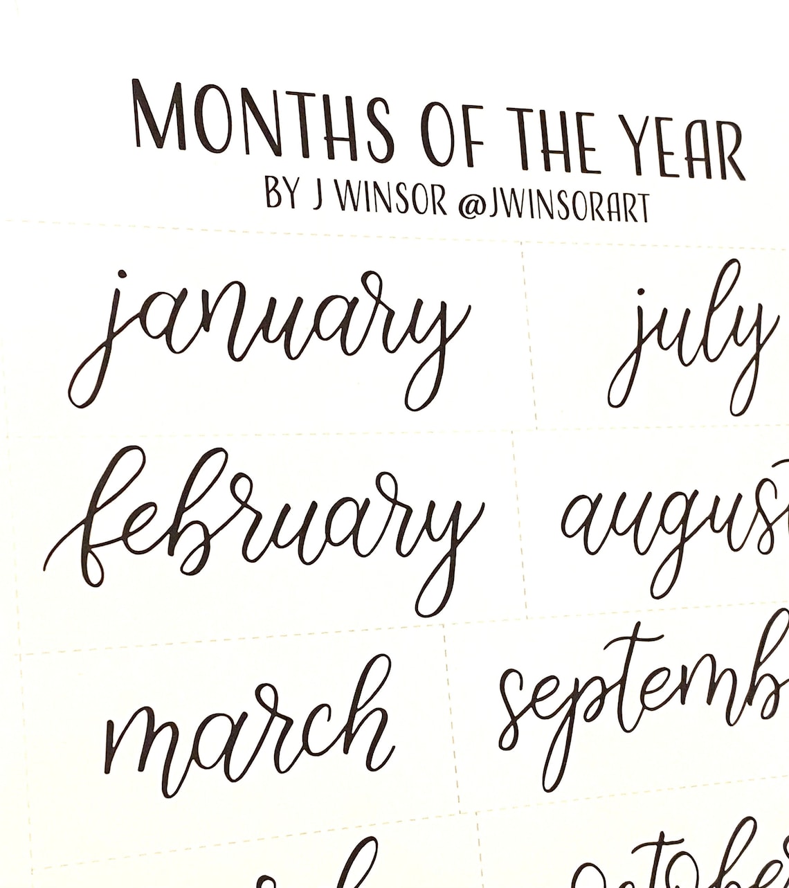 Months of the Year Headers Bouncy Calligraphy Printable Instant Digital ...