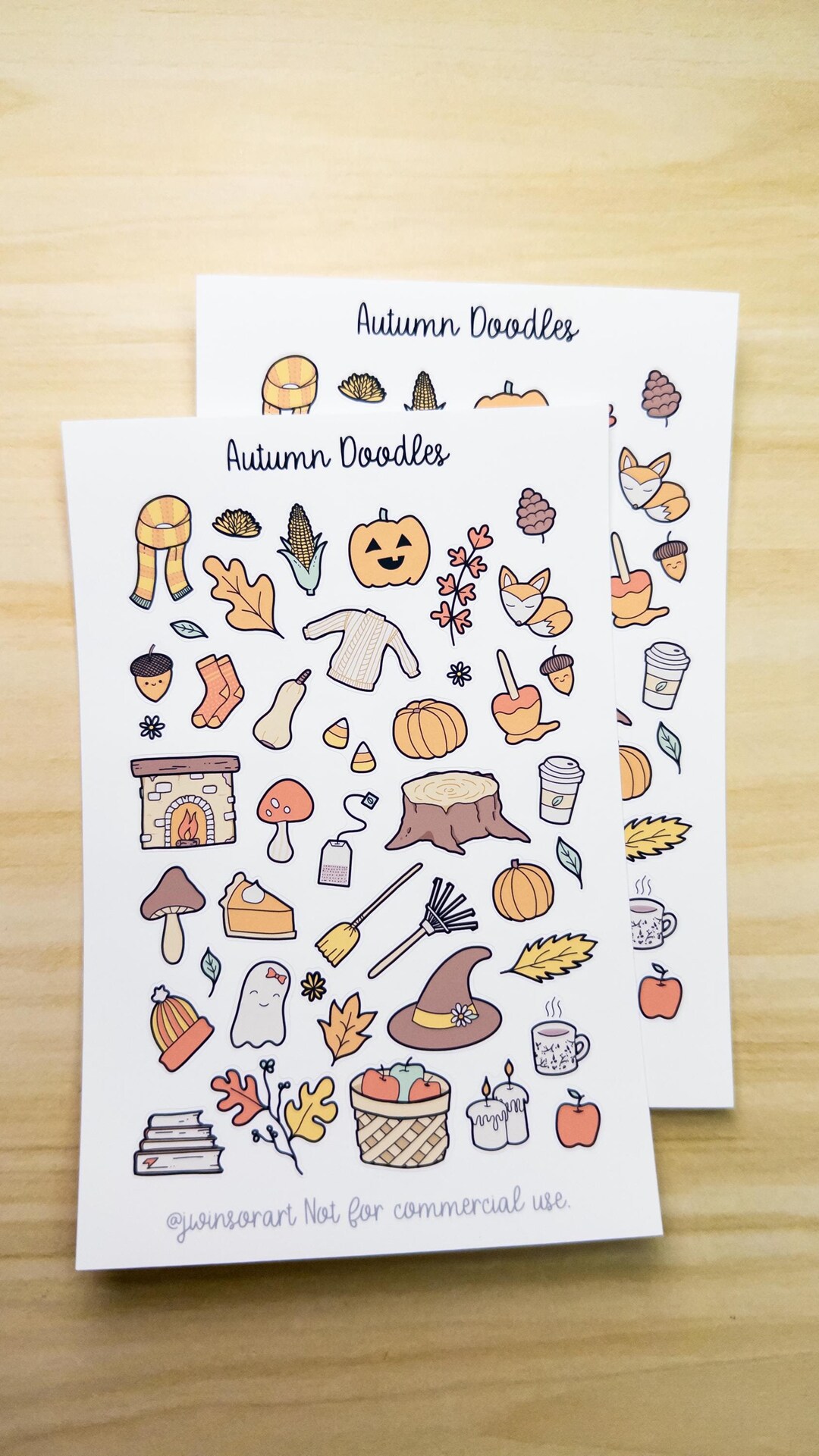 Autumn Doodles Deco Planner Sticker Sheet Fall Pumpkin Leaves Corn ...
